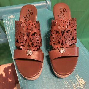 Brighton | Shoes | Brighton Brown Leather Silver Charm Wedge ...